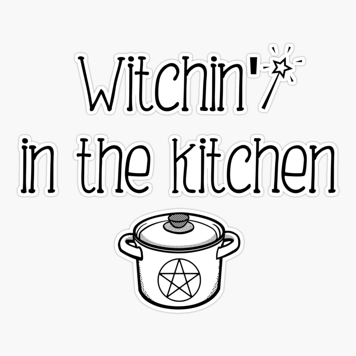Maneki Kitchen Witch Git Wicca Pentacle Cauldron Pagan Design Or Baker ...