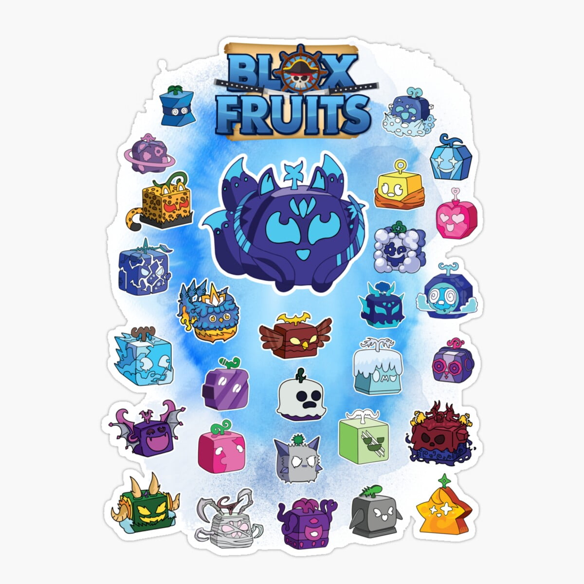 Maneki Kitsune - Block Fruits All Characters Er, Phone Decal Water ...