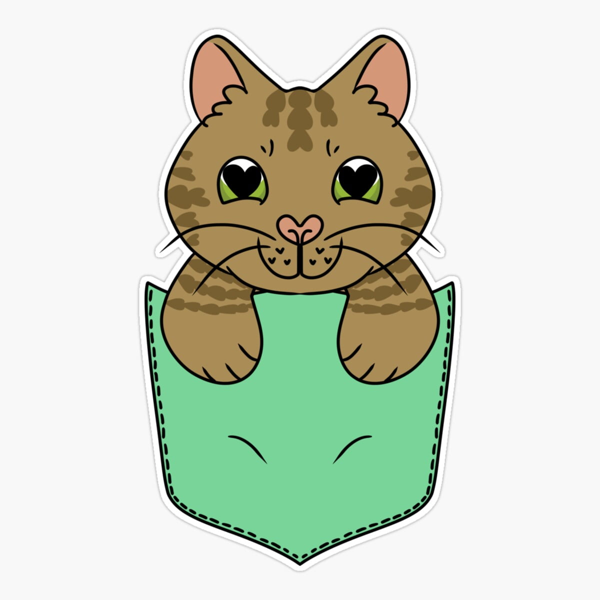 Maneki Kitty In The Pocket Sticker, Phone Decal Water Bottle Stickers ...