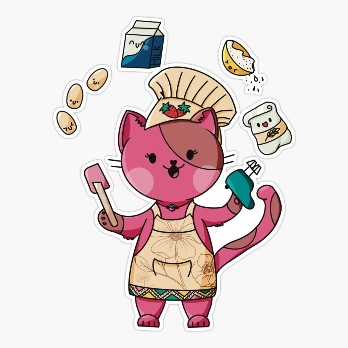 Maneki Kitty The Baker Sticker, Phone Decal Water Bottle Stickers Car ...