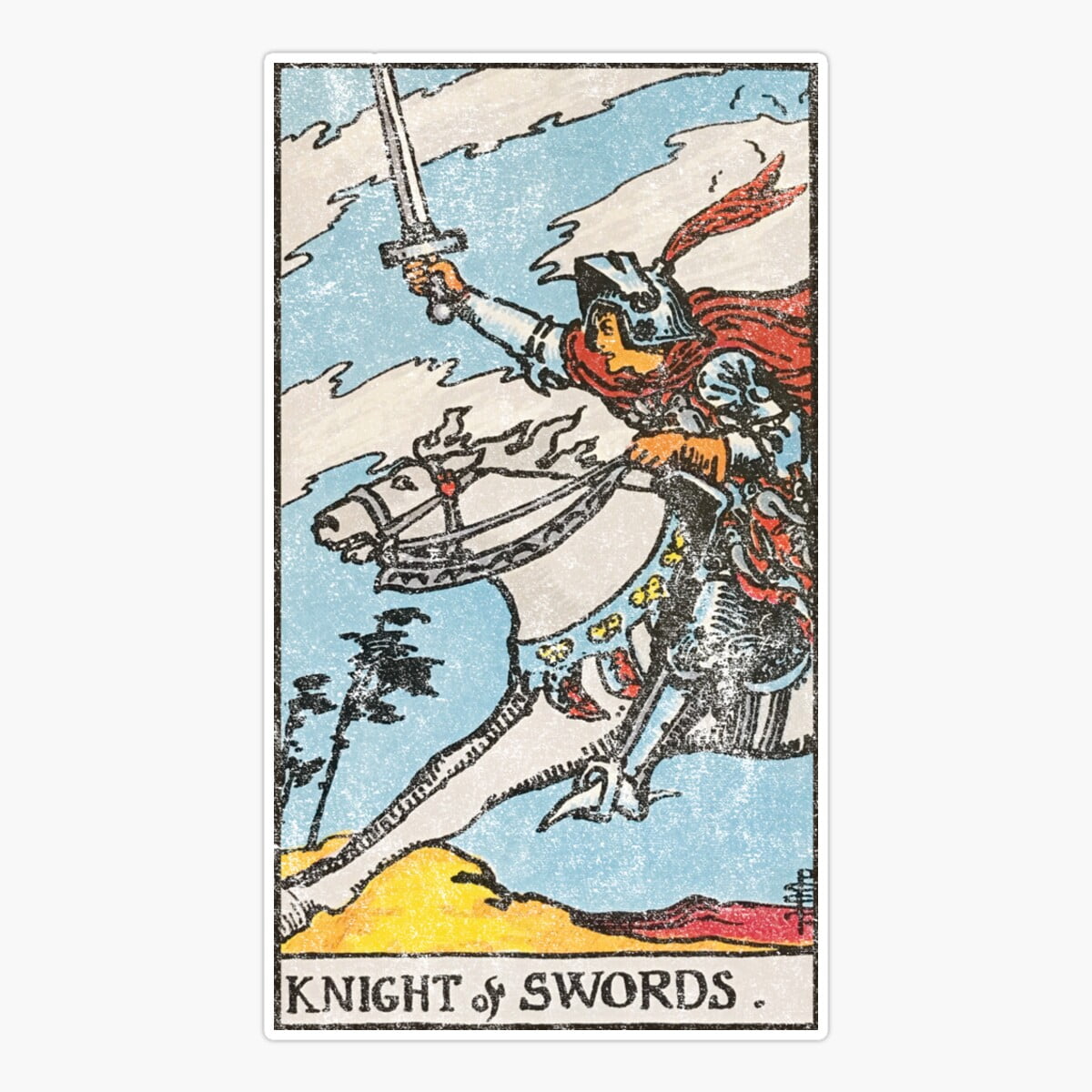 Maneki Knight O Swords Tarot Card (Distressed) Rider Waite Smith Tarot ...