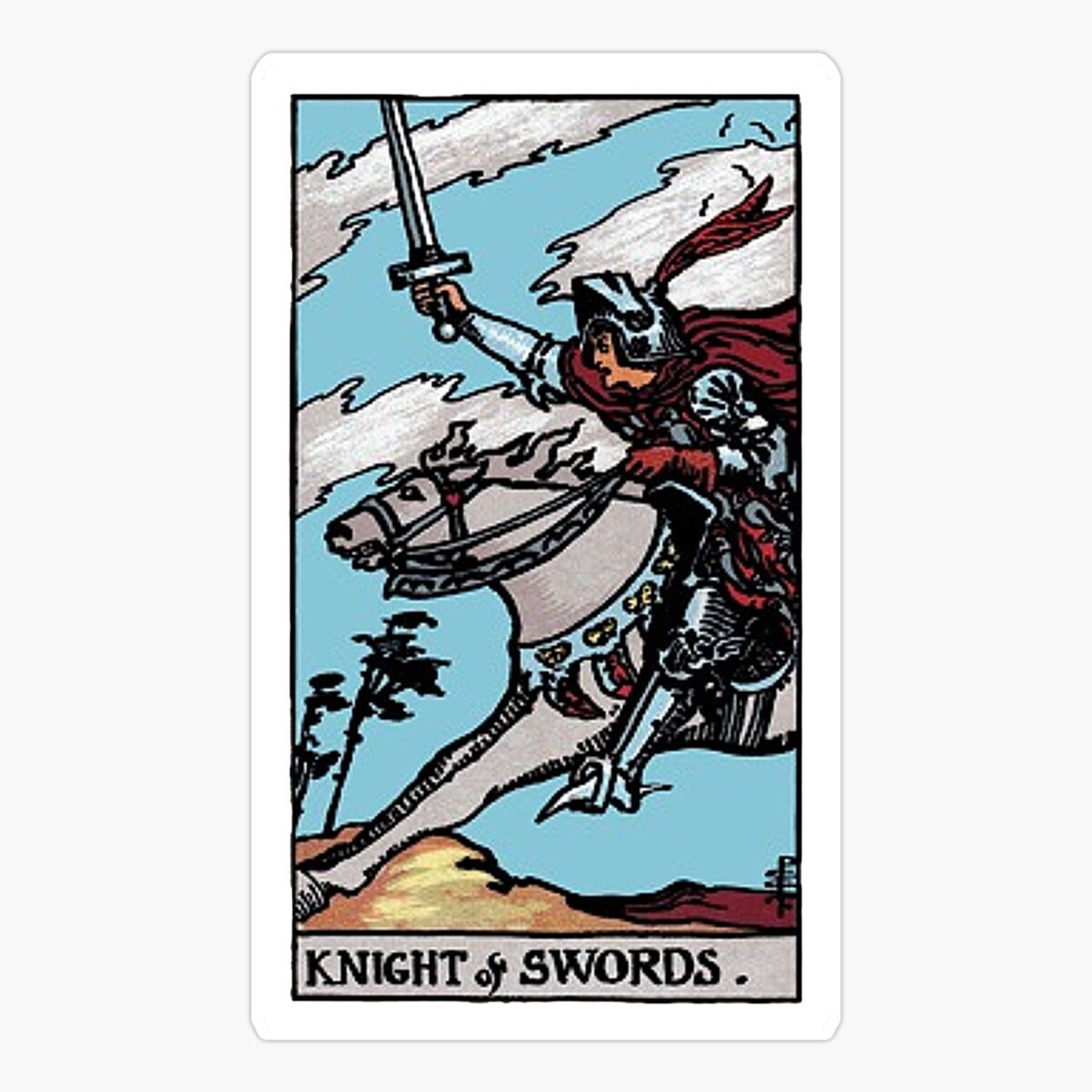 Maneki Knight O Swords Tarot Card Er, Phone Decal Water Bottle Stickers ...