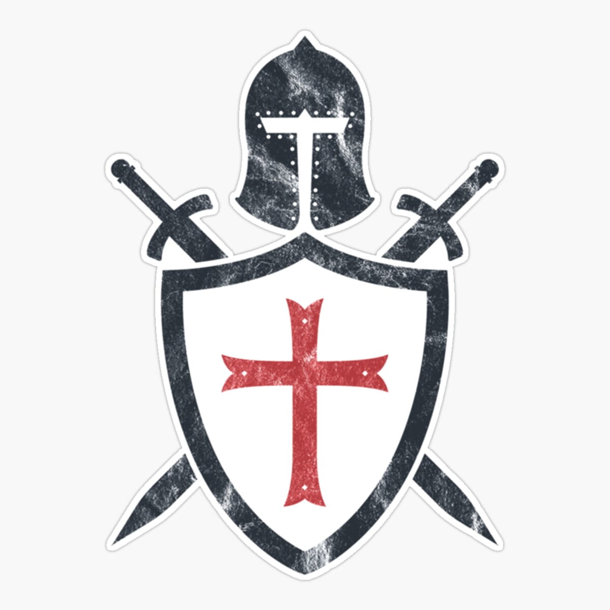 Maneki Knights Templar Lag Helmet Cross Sword Git Er, Phone Decal Water ...