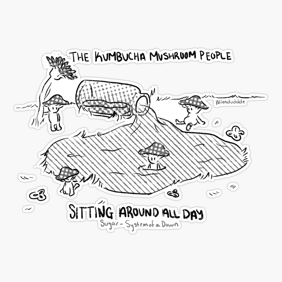 Maneki Kombucha Mushroom People Sugar By Soad Grayscale Sticker, Phone ...