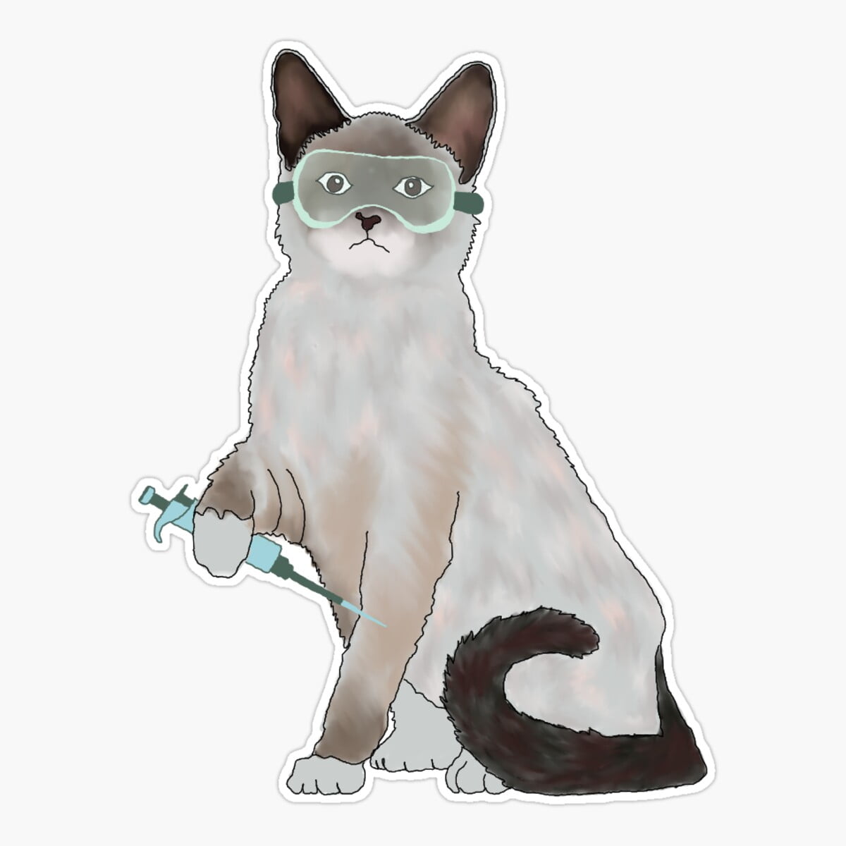 Maneki Lab Cat Holding Pipette Sticker, Phone Decal Water Bottle Stickers Car Decals, Funny ...