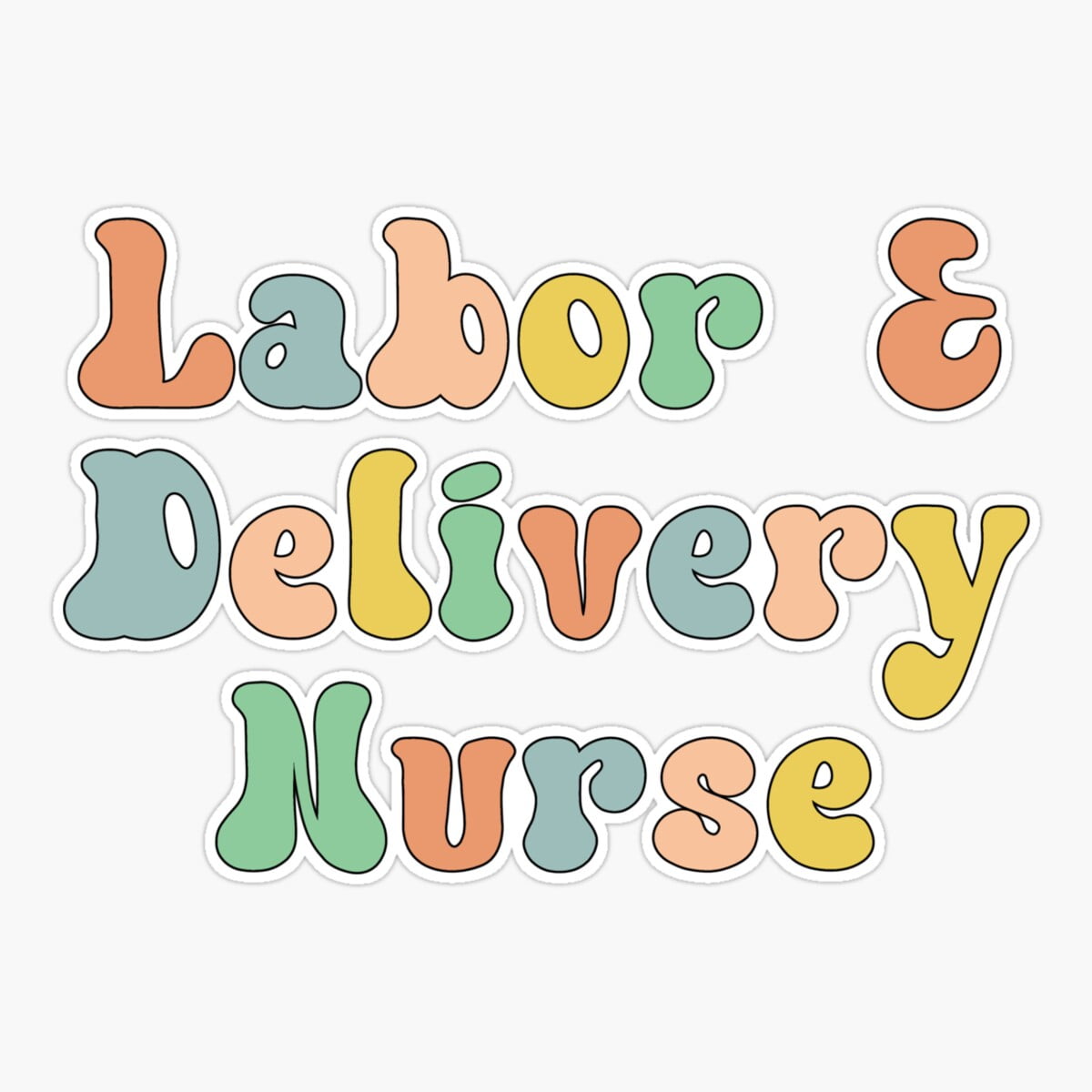 Maneki Labor And Delivery Nurse Retro Groovy Typography | L And D Nurse ...