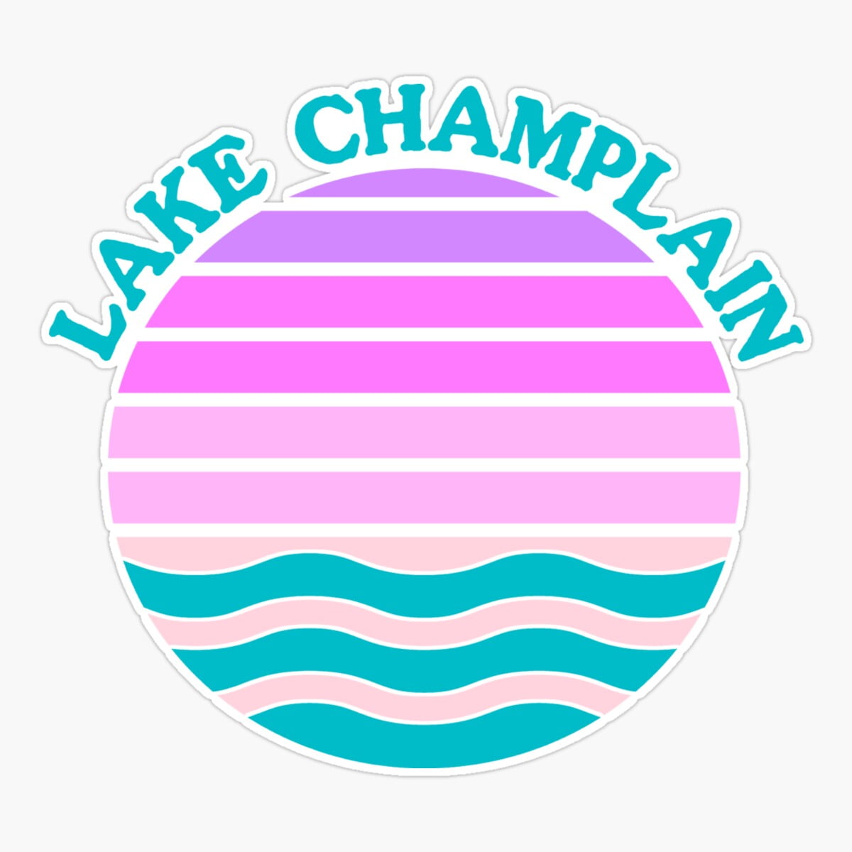 Maneki Lake Champlain - Retro Vaporwave Sticker, Phone Decal Water Bottle Stickers Car Decals ...