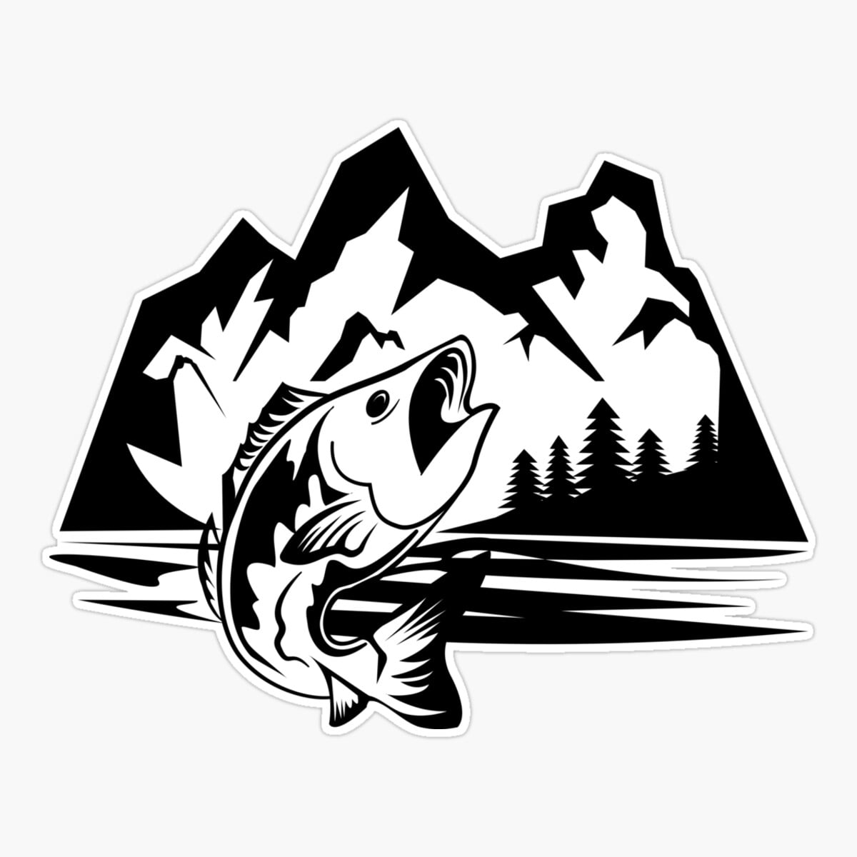 Maneki Lake Ish And Mountain Er, Phone Decal Water Bottle Stickers Car ...