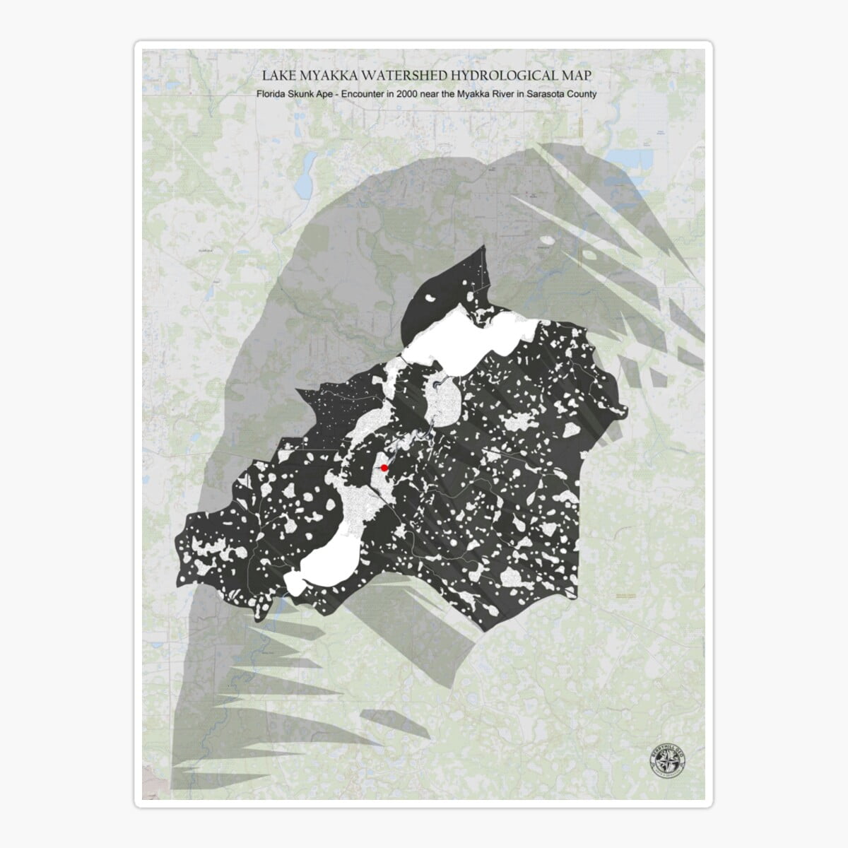 Maneki Lake Myakka Watershed Hydrological Skunk Ape Outline Sticker ...