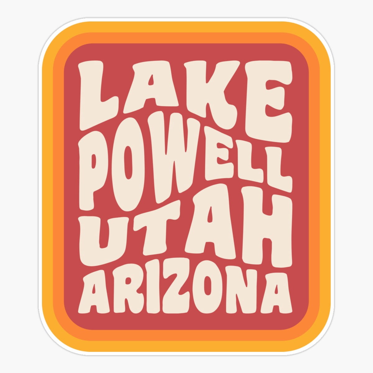 Maneki Lake Powell Utah Arizona Typography Badge Hiking Er, Phone Decal ...