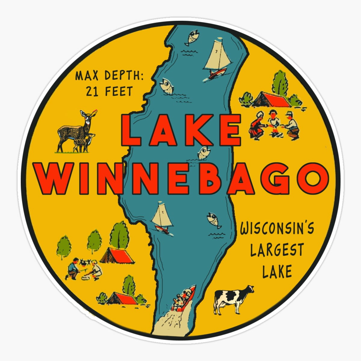 Maneki Lake Winnebago Vintage Style Er, Phone Decal Water Bottle ...