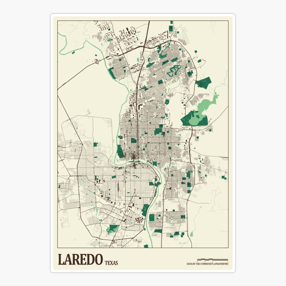 Maneki Laredo Street Map Sticker, Phone Decal Water Bottle Stickers Car ...