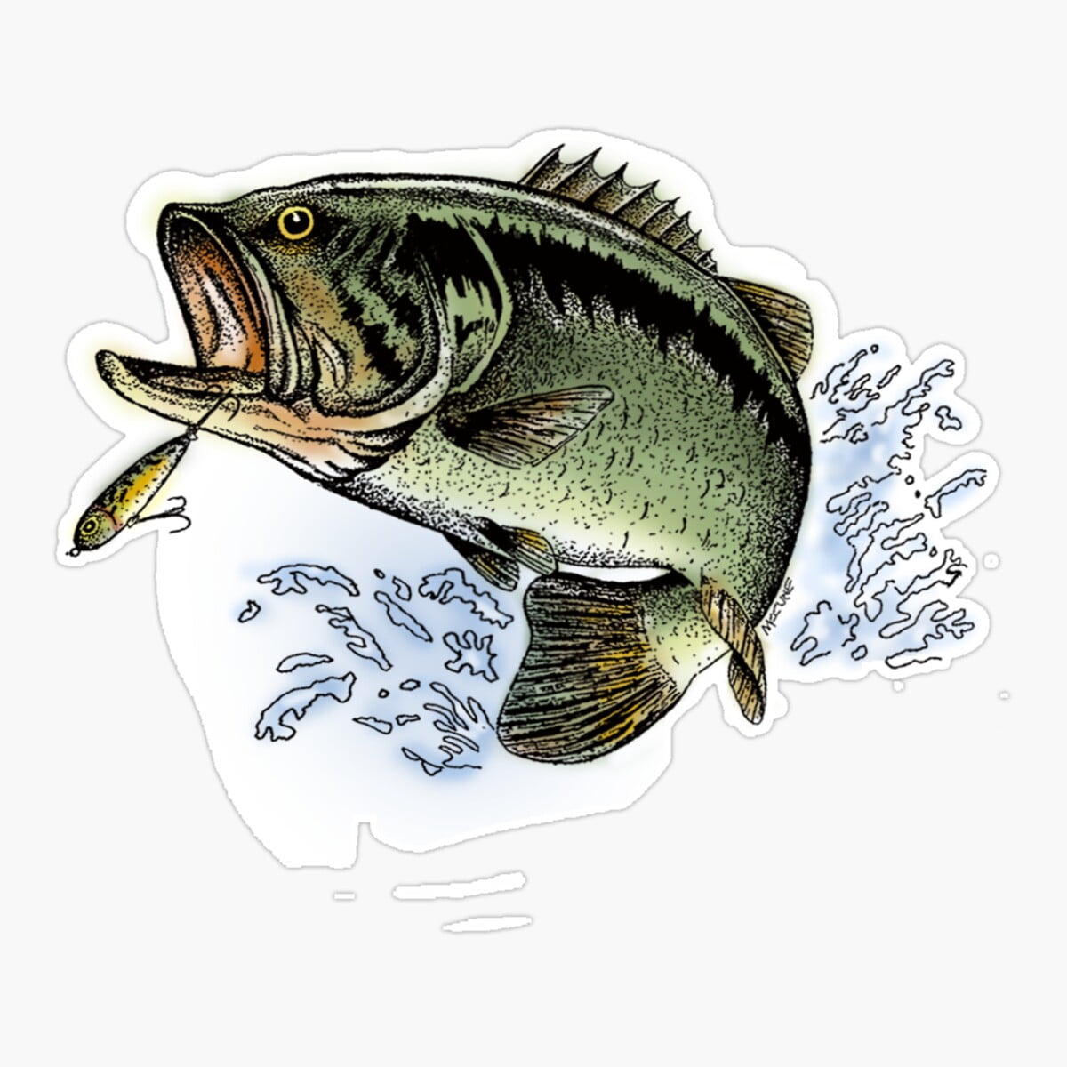Maneki Largemouth B Jumping Out O The Water Er, Phone Decal Water ...
