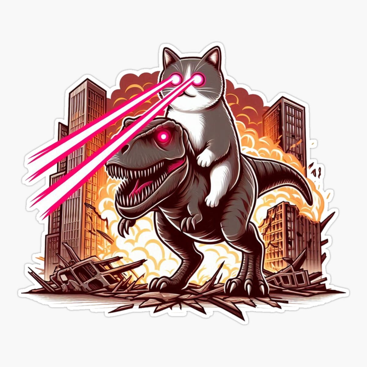 Maneki Laser Eye Cat Dinosaur Sticker, Phone Decal Water Bottle ...