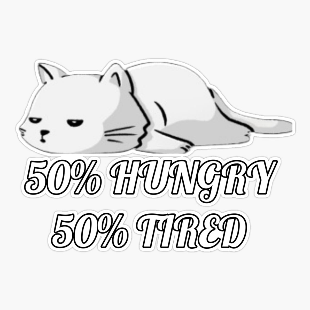 Maneki Lazy Cat 50% Hungry 50% Tired Sticker, Phone Decal Water Bottle Stickers Car Decals ...