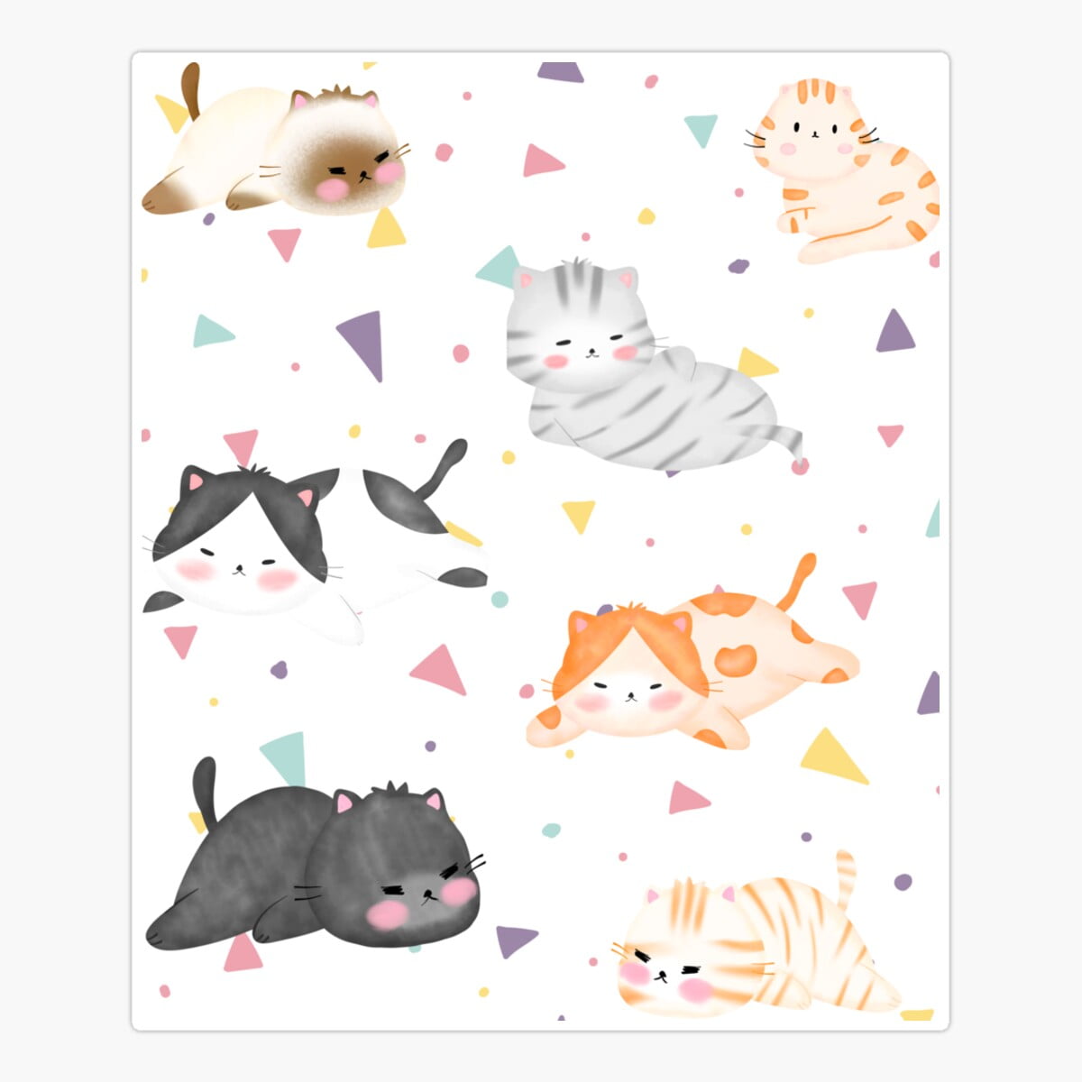 Maneki Lazy Cat Pattern Sticker, Phone Decal Water Bottle Stickers Car ...