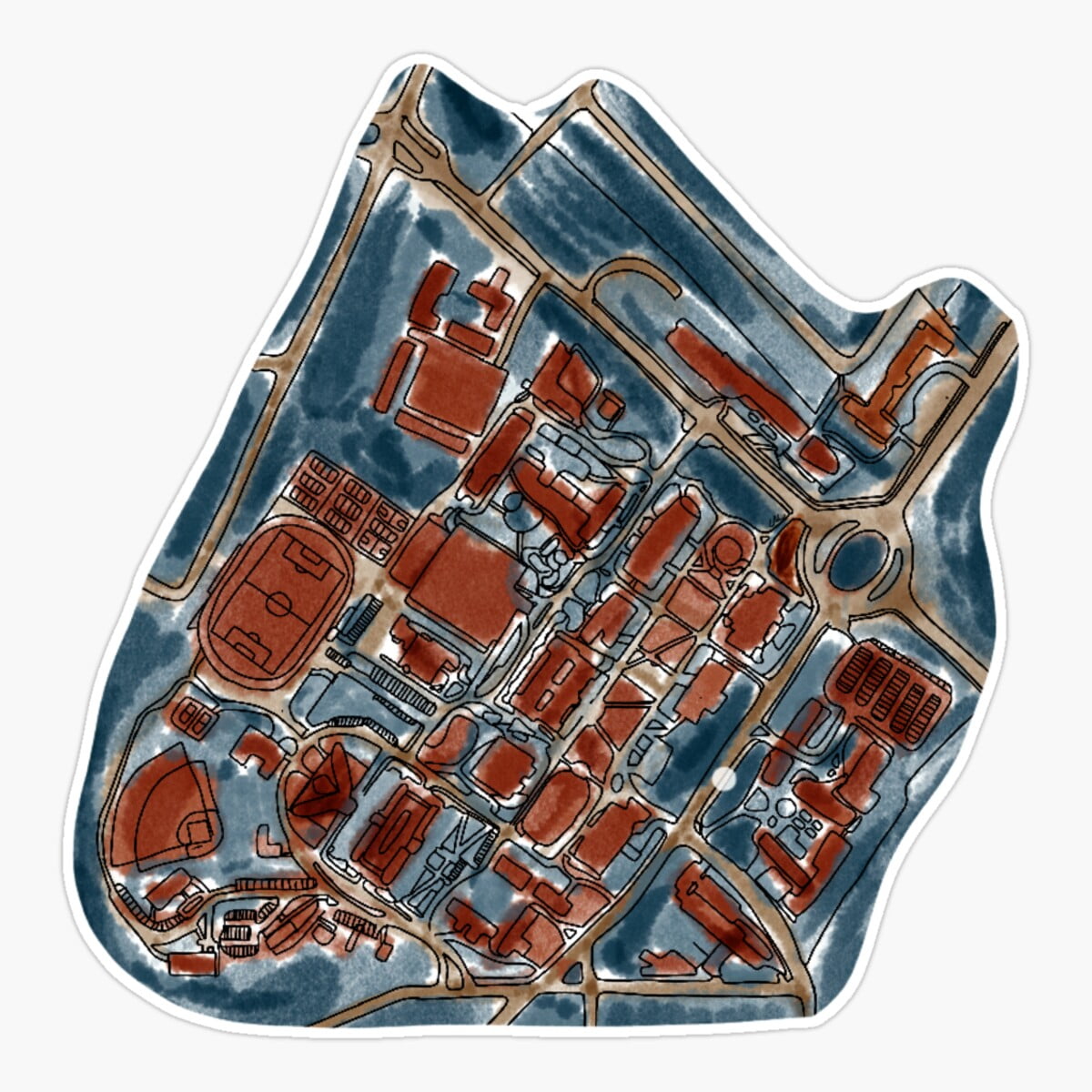 Maneki Lazy Map Of American University Campus: Navy Blue And Red Er ...