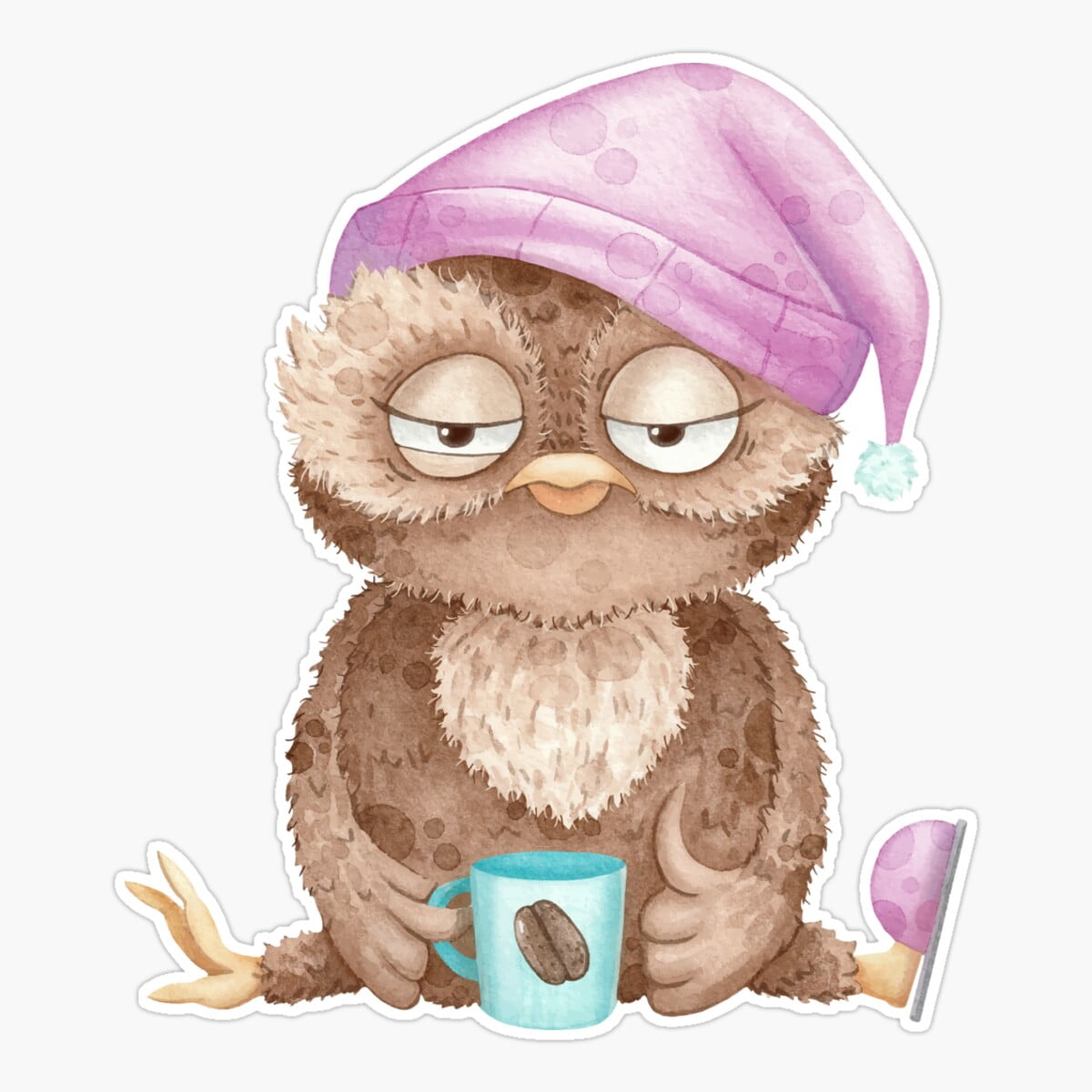 Maneki Lazy Owl Coffee Er, Phone Decal Water Bottle Stickers Car Decals ...