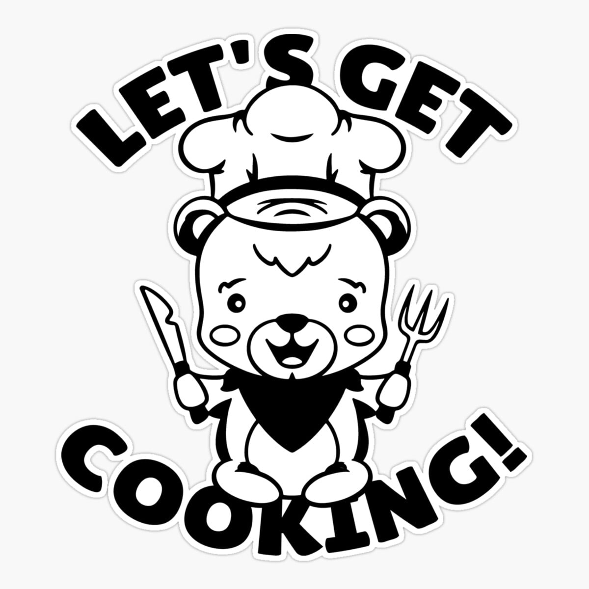 Maneki Let'S Get Cooking Teddy Bear Cooker Sticker, Phone Decal Water ...