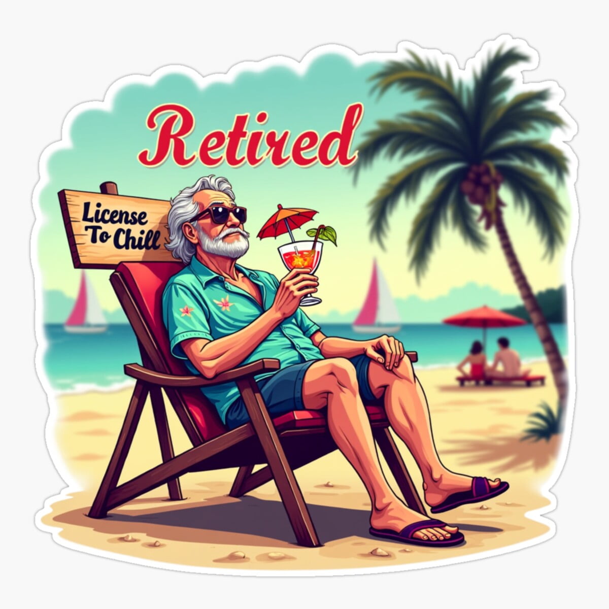 Maneki License To Chill: Retired Er, Phone Decal Water Bottle Stickers ...