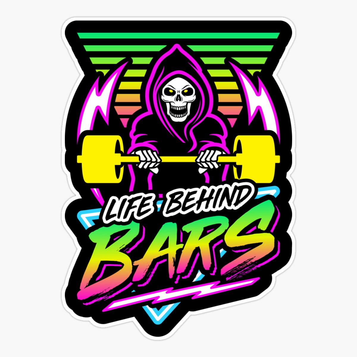 Maneki Lie Behind Bars (Gym Reaper) Retro Neon Synthwave 80S 90S Er ...