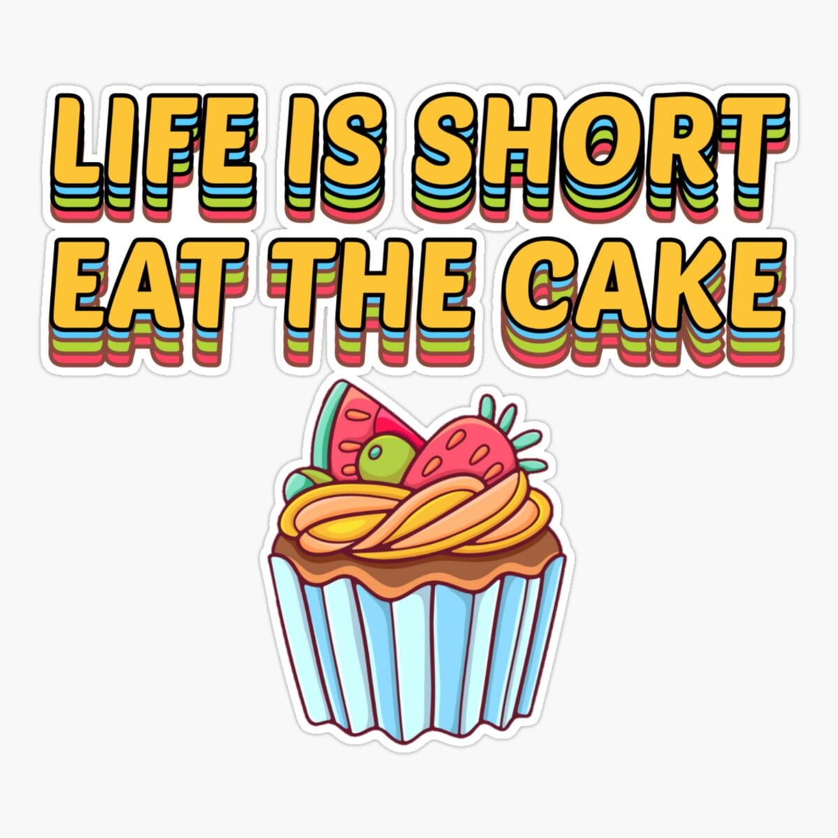 Maneki Lie Is Short Eat The Cake Sticker, Phone Decal Water Bottle ...