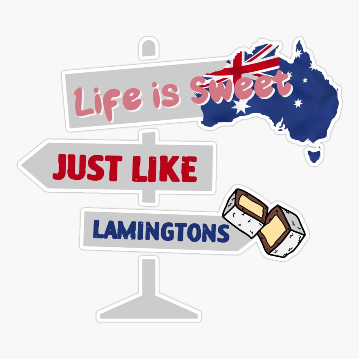 Maneki Lie Is Sweet, Just Like Lamingtons T-Shirts Sticker, Phone Decal ...