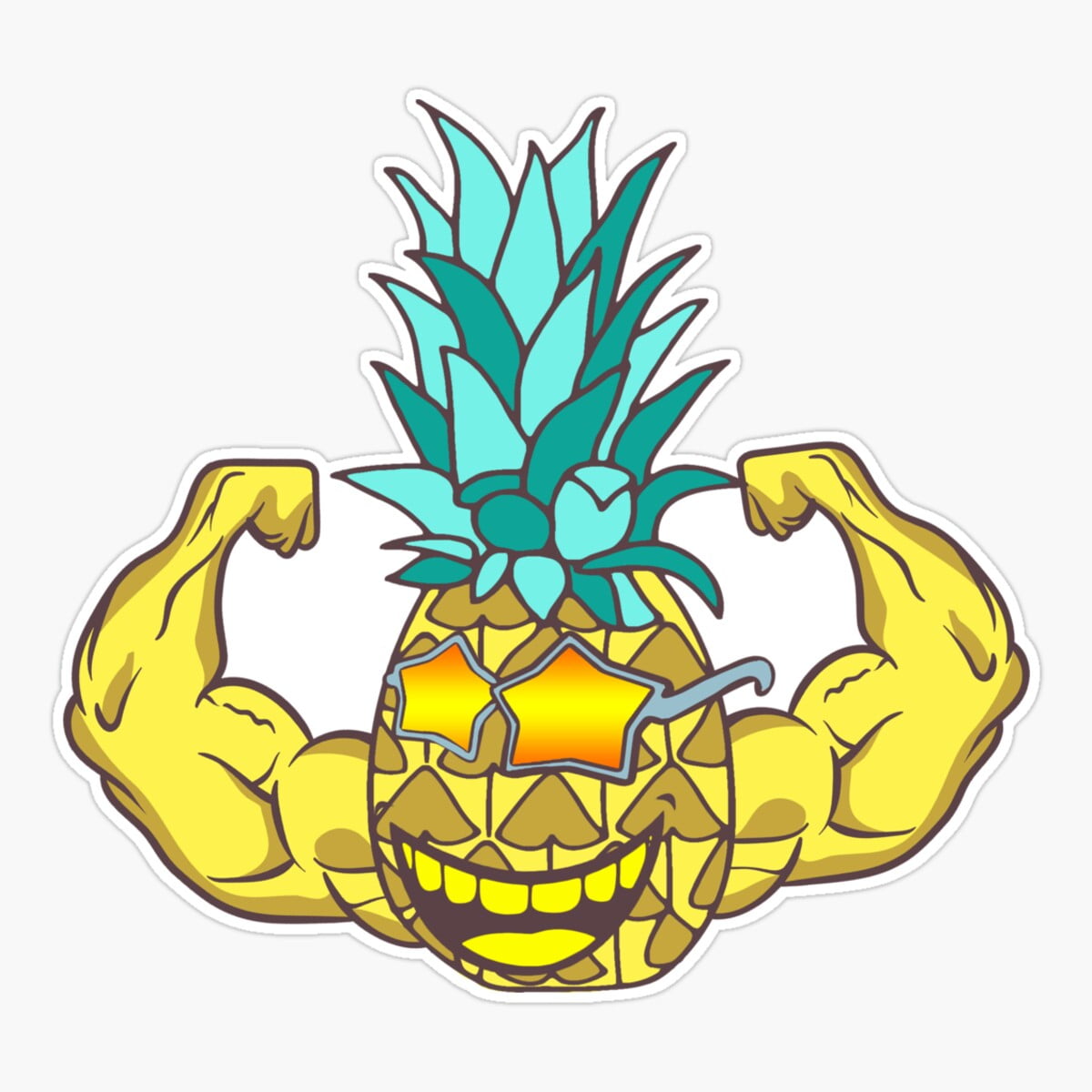 Maneki Lifting Pineapple With The Muscles Er, Phone Decal Water Bottle ...
