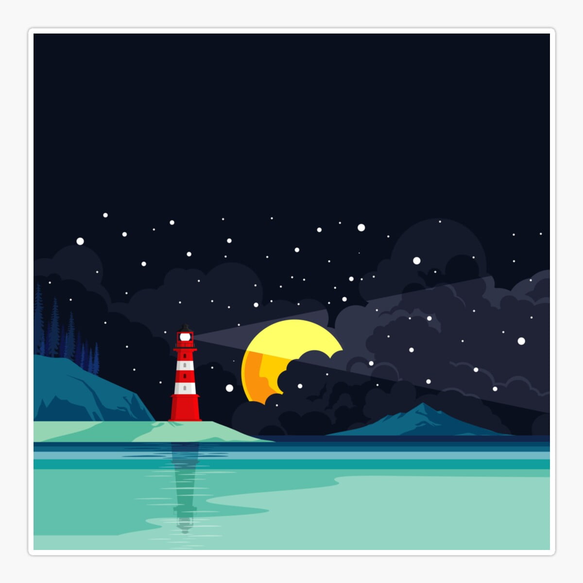 Maneki Lighthouse Starry Night Er, Phone Decal Water Bottle Stickers ...