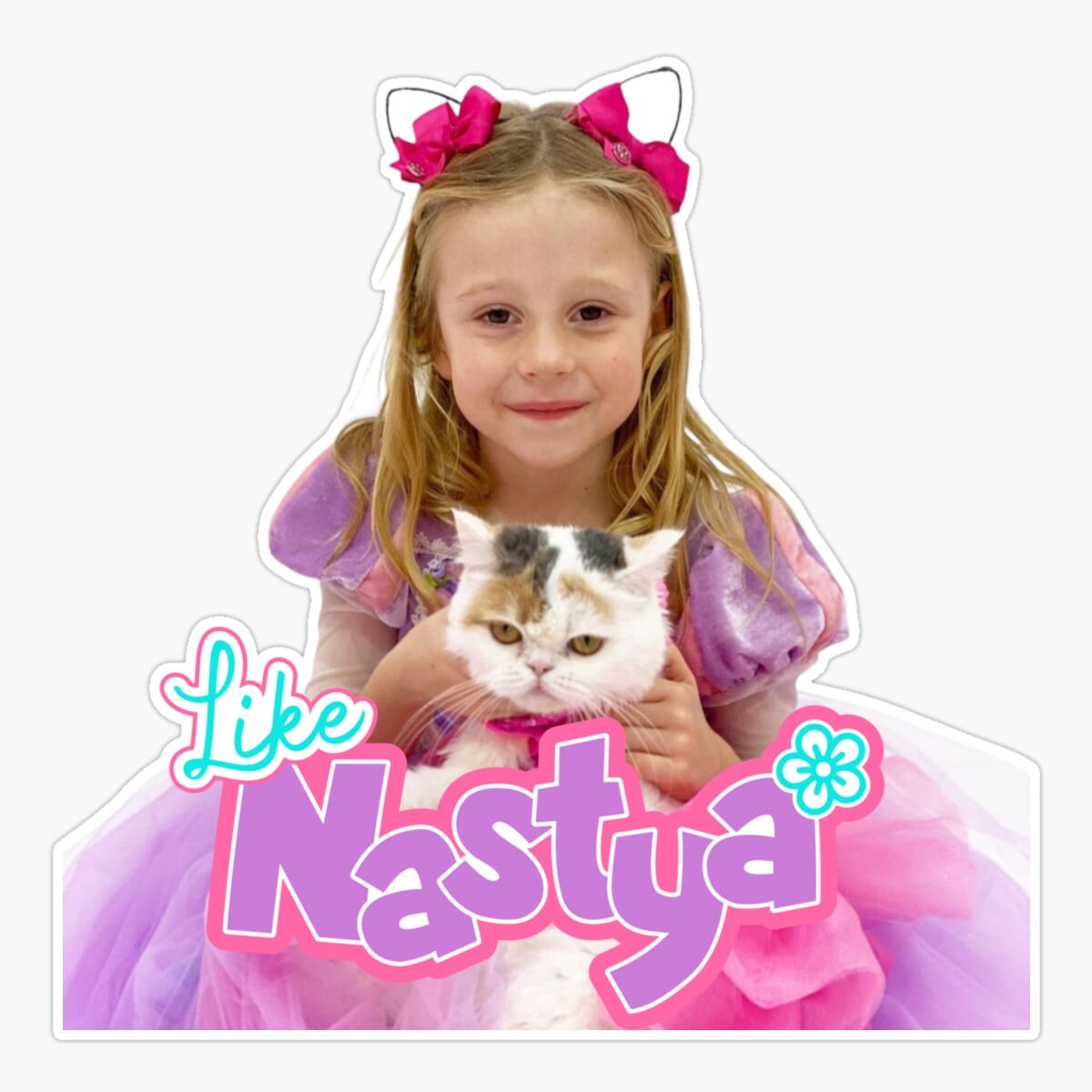 Maneki Like Nastya Holding Cute Cat, Like Nasya Sot Stued Plush Animal ...
