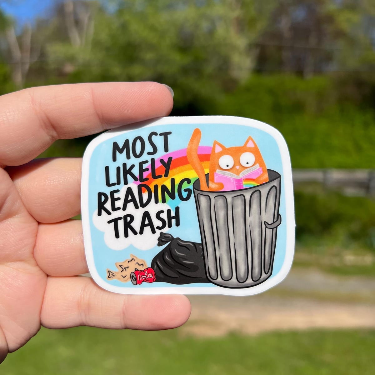 Maneki Most Likely Reading Trash Sticker, Bookish Merch, Gift For Book ...