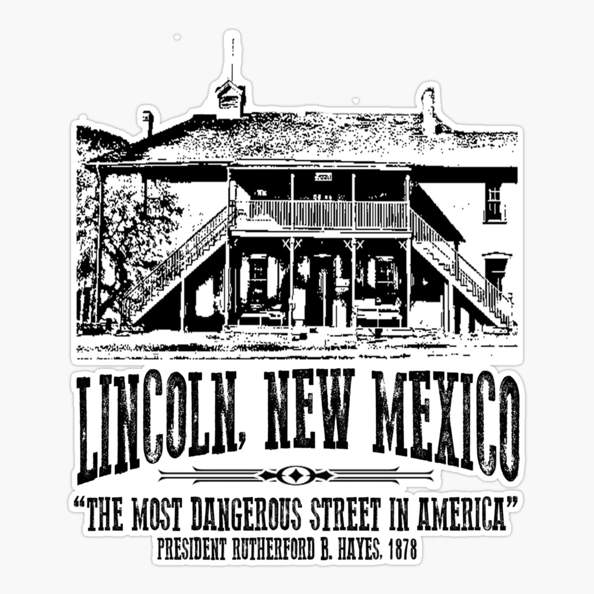Maneki Lincoln New Mexico Old Courthouse Billy The Kid Escapes Sticker ...
