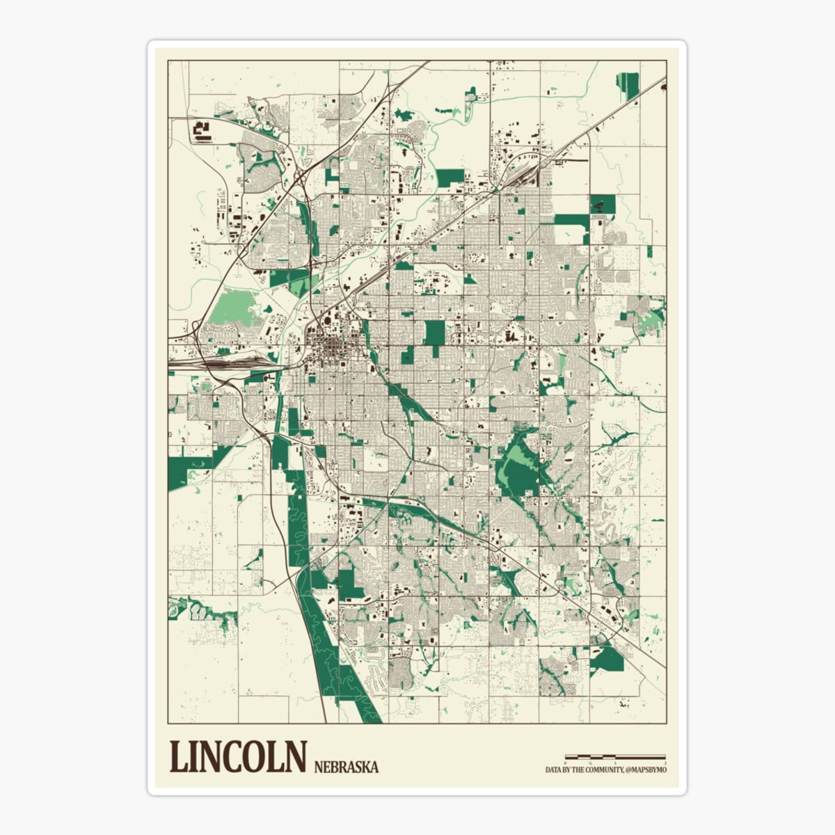 Maneki Lincoln Street Map Sticker, Phone Decal Water Bottle Stickers ...
