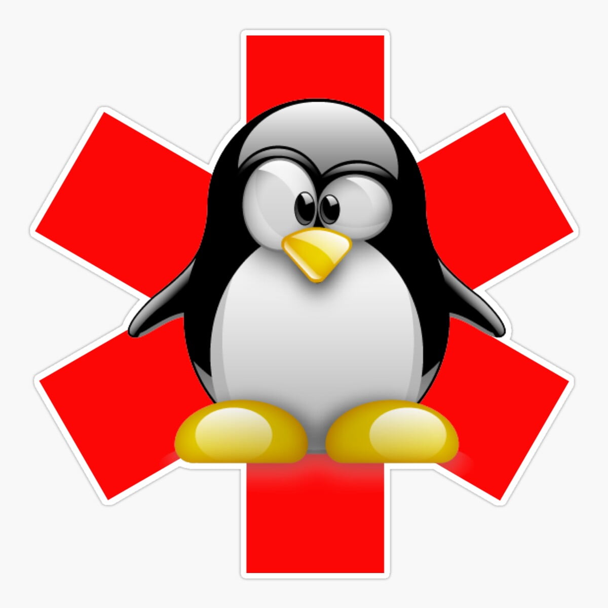 Maneki Linux Tux Penguin Hospital Er, Phone Decal Water Bottle Stickers ...