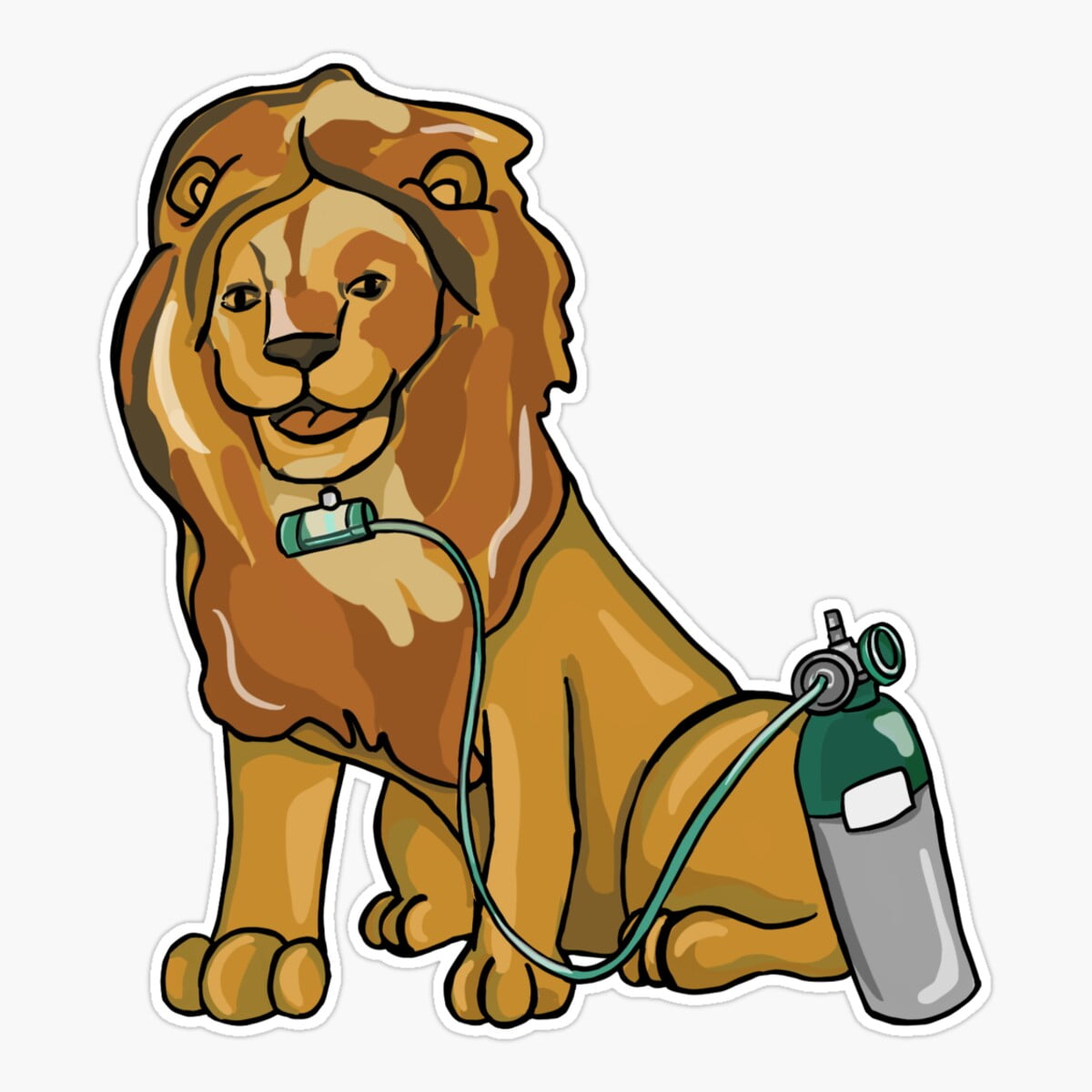 Maneki Lion With Trach And Portable Oxygen Tank Er, Phone Decal Water ...