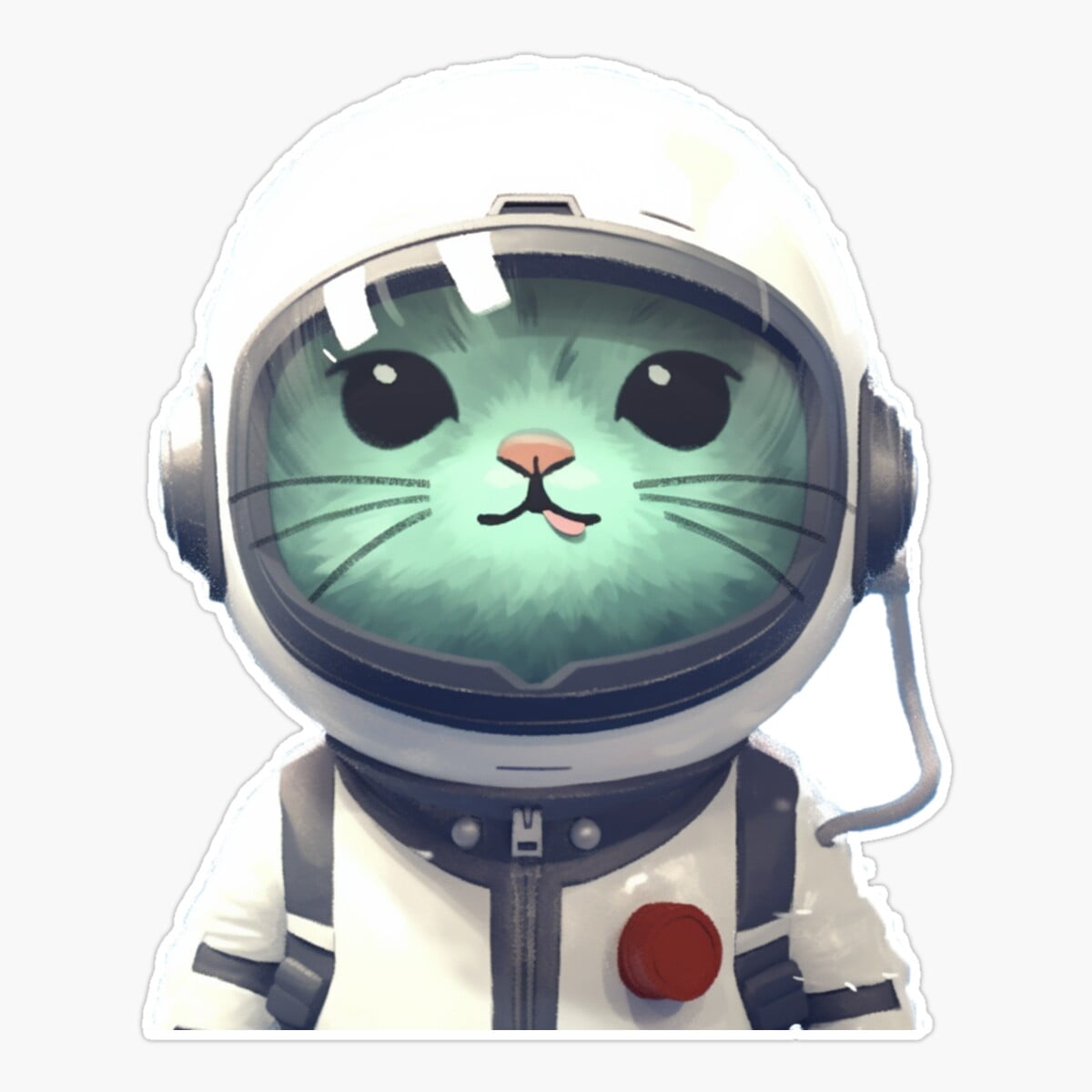 Maneki Little Cat Astronaut Sticker, Phone Decal Water Bottle Stickers ...