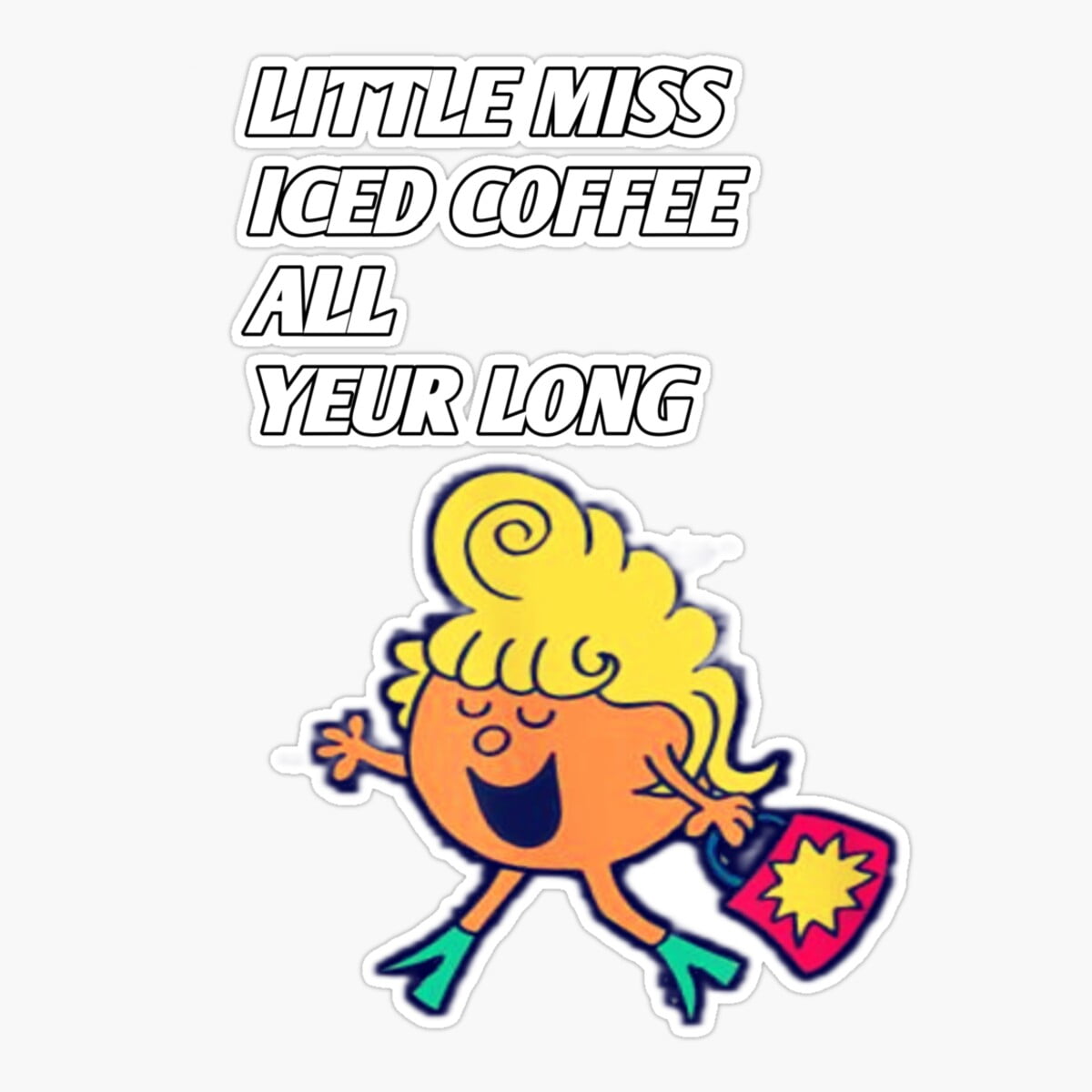 Maneki Little Miss Iced Coee All Year Long Sticker, Phone Decal Water ...