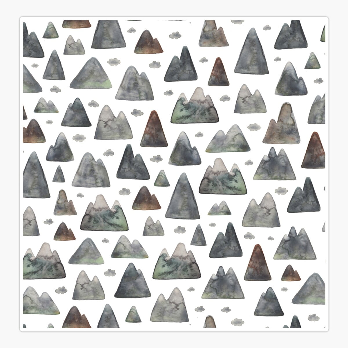 Maneki Little Mountain Range Sticker, Phone Decal Water Bottle Stickers ...