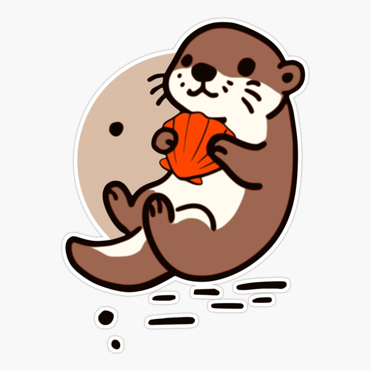 Maneki Little Otter With Clam Sticker, Phone Decal Water Bottle ...