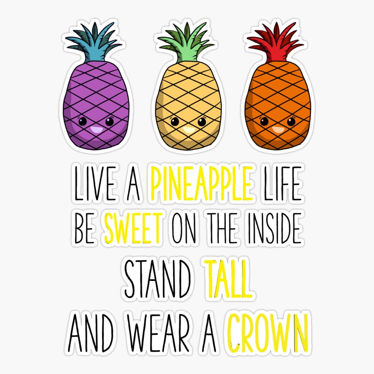 Maneki Live A Pineapple Lie Sweet Tall And Wear A Crown Cute Sticker ...