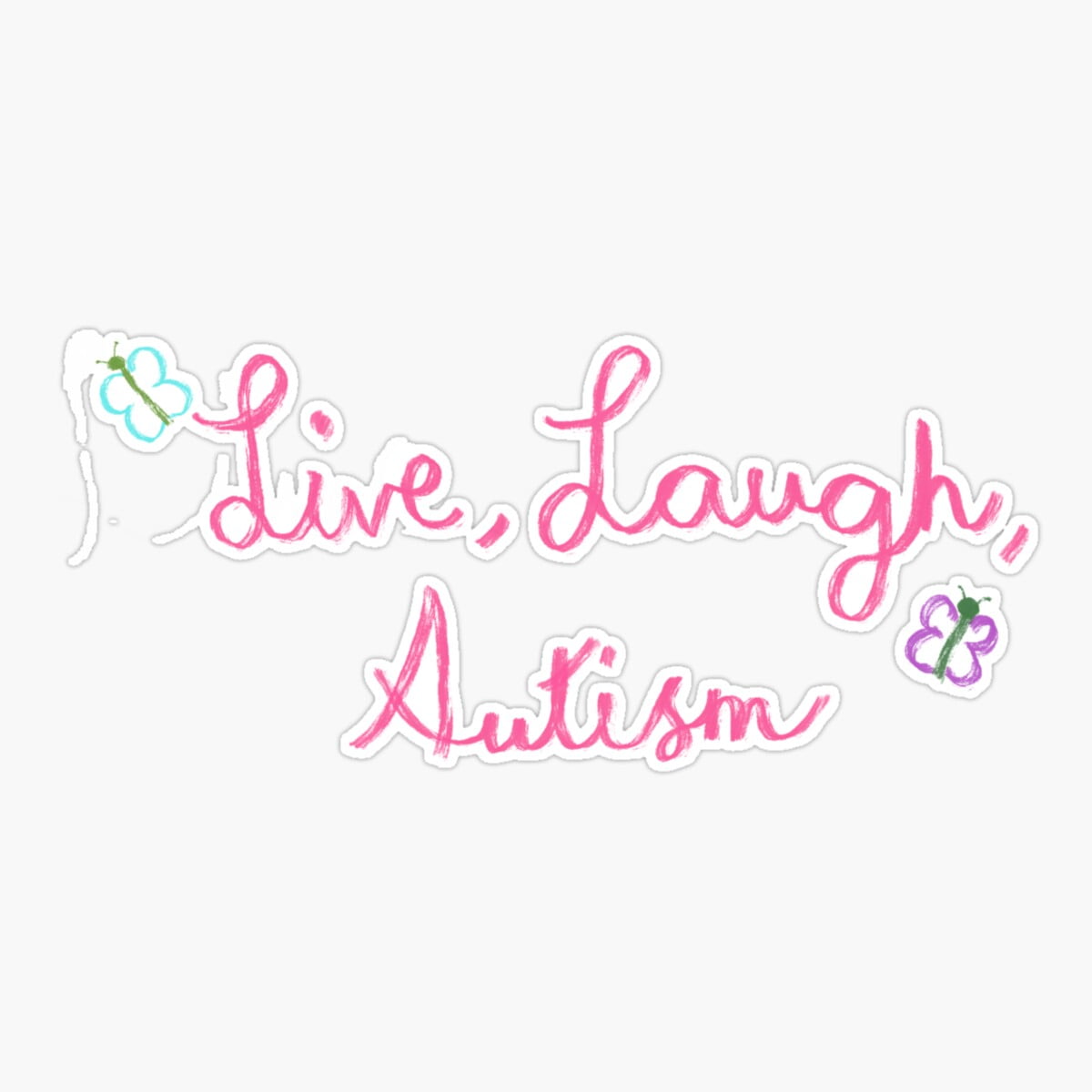 Maneki Live, Laugh, Autism - Pink Er, Phone Decal Water Bottle Stickers ...