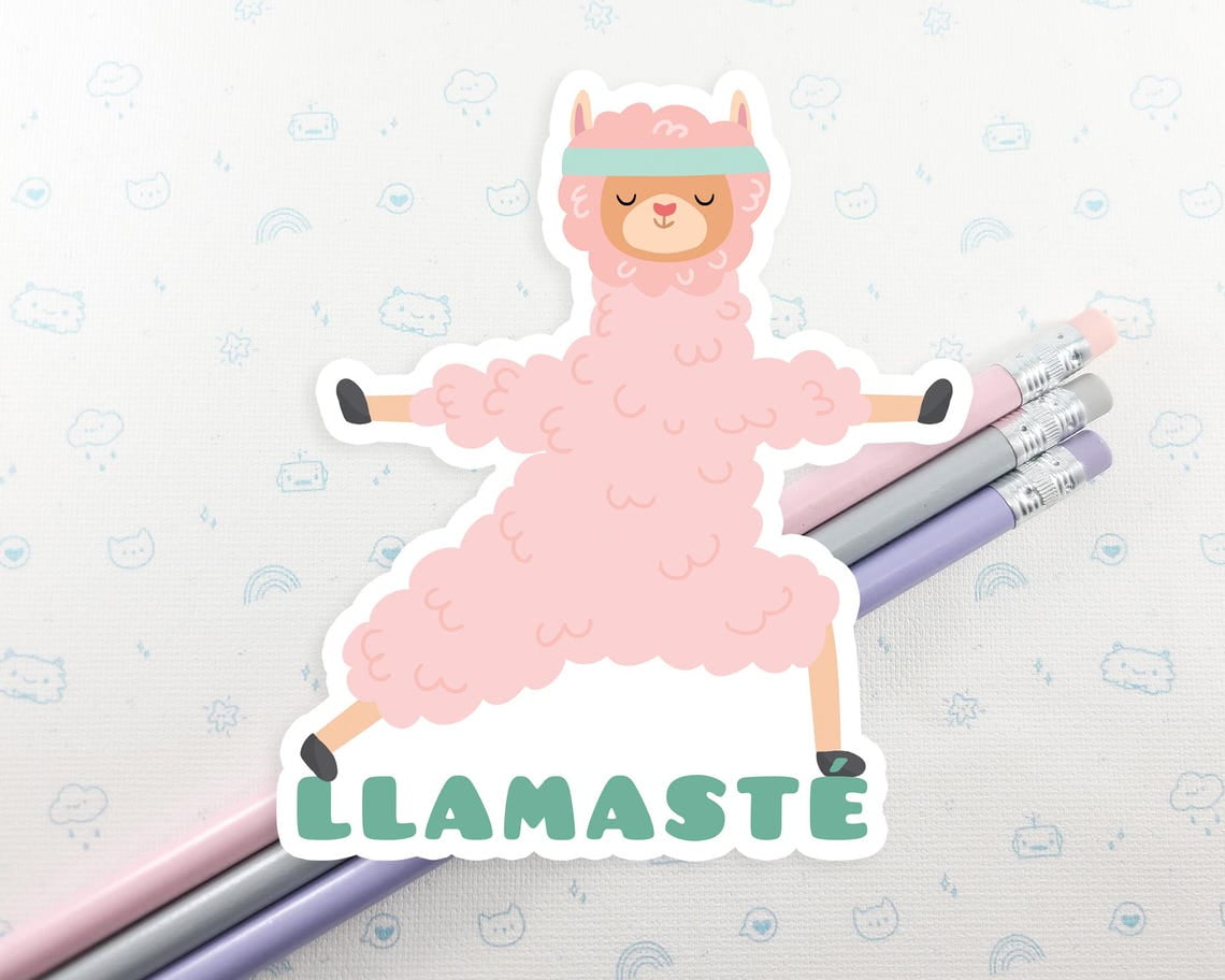 Maneki Llama Llamaste Vinyl Er, Cute Llama Decal, Laptop Llama Er, Cute ...