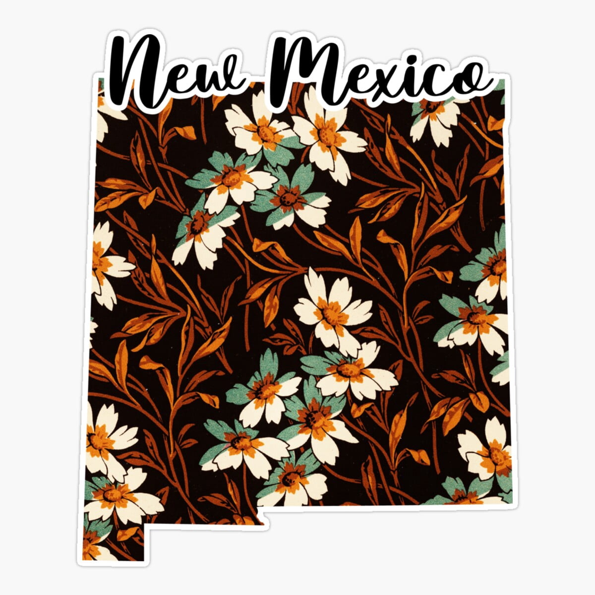 Maneki Loral Map O Usa States New Mexico - Map O New Mexico Sticker ...