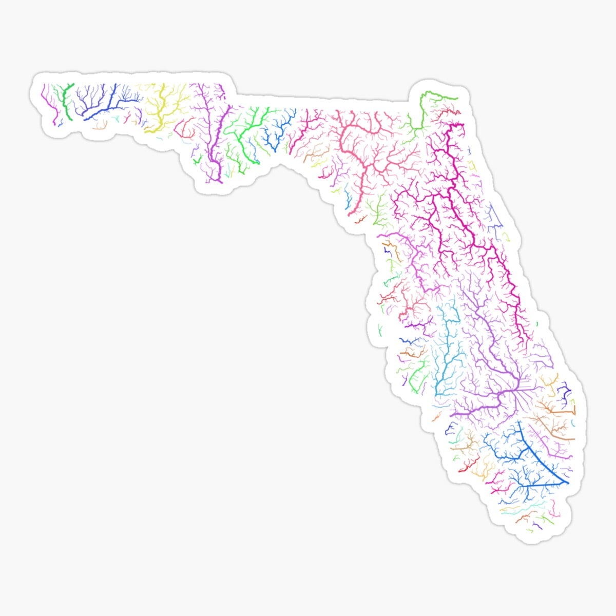 Maneki Lorida River Basin Map In Rainbow Colours With White Background ...