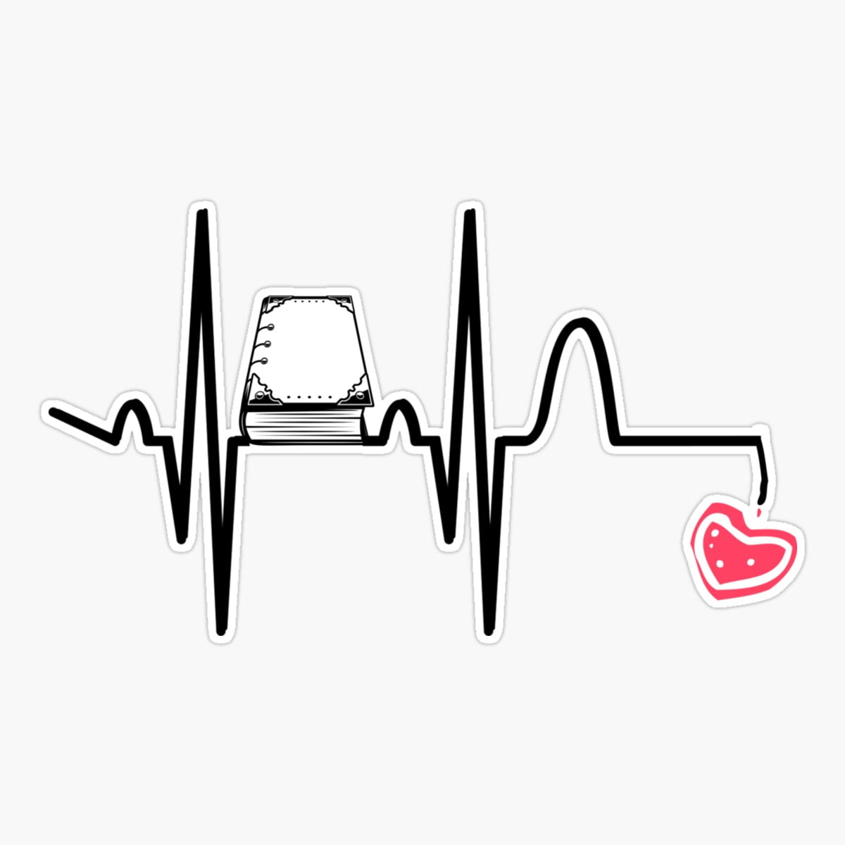 Maneki Love Books Heartbeat Sticker, Phone Decal Water Bottle Stickers ...