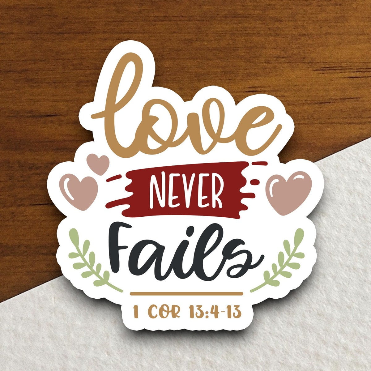Maneki Love Never Fails Sticker, Religious Sticker, Faith Sticker ...