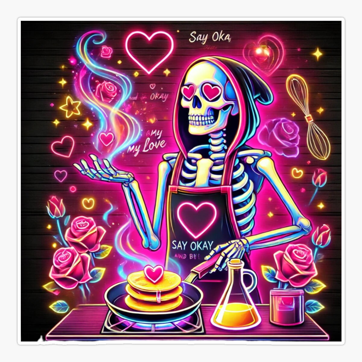 Maneki Love Structure - Cooking With A Neon Eel Sticker, Phone Decal ...