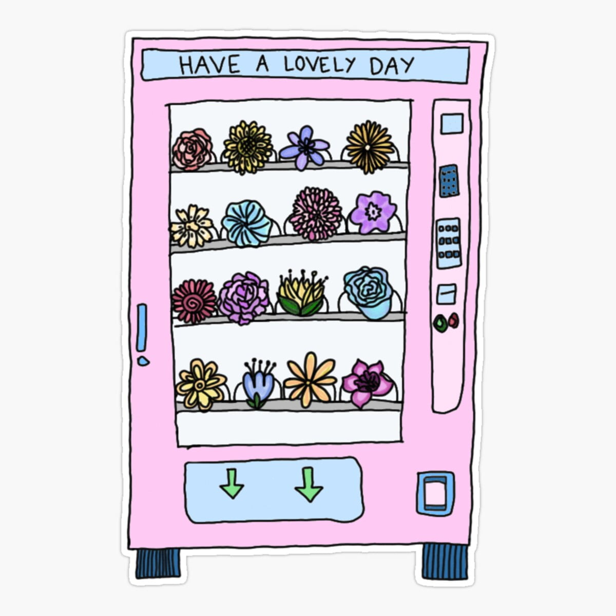 Maneki Lovely Day Vending Machine Flowers Er, Phone Decal Water Bottle ...