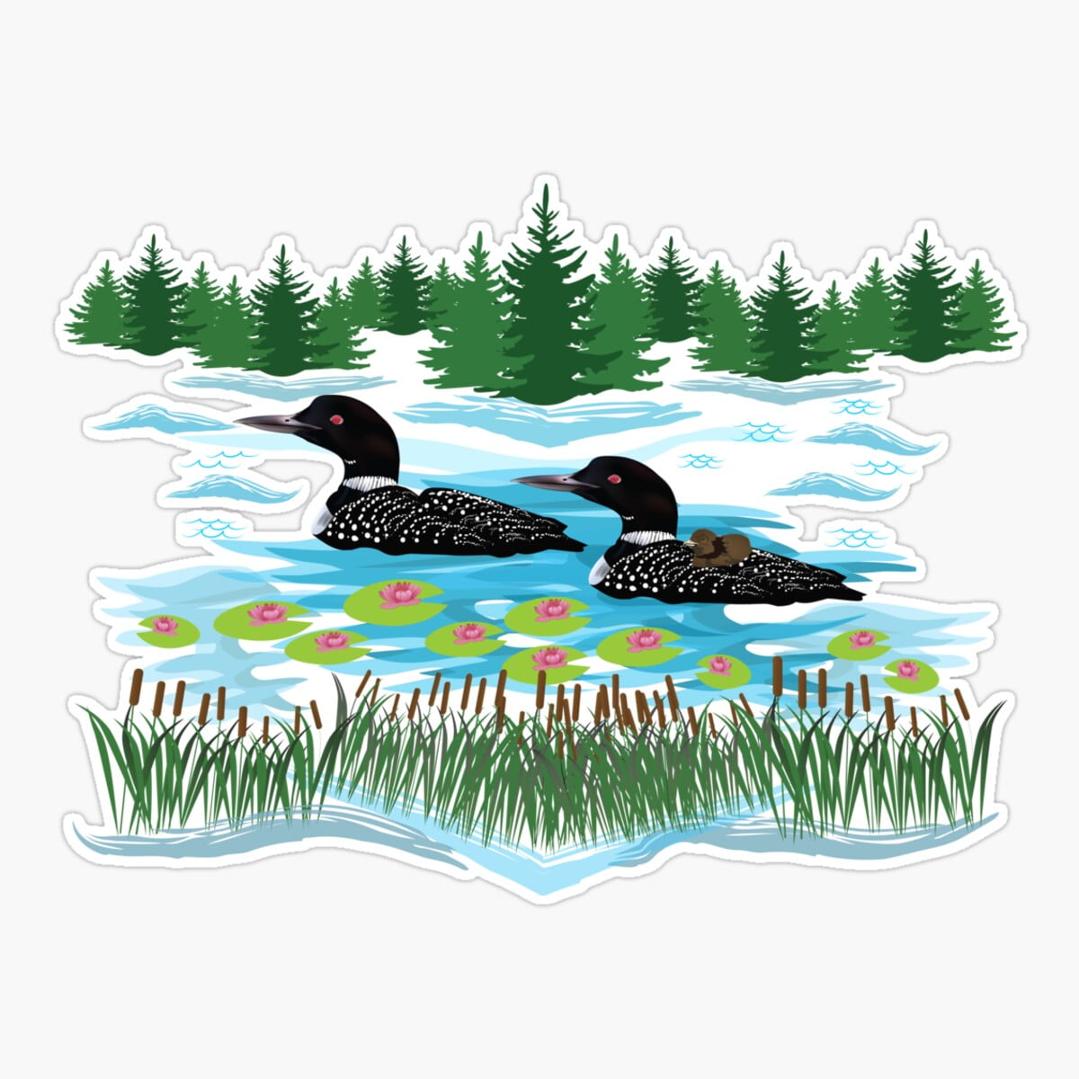 Maneki Lovely Loon Family Sticker, Phone Decal Water Bottle Stickers ...