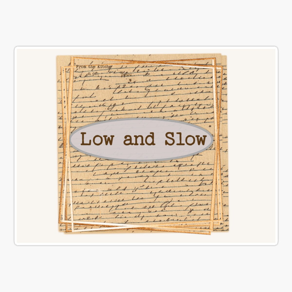 Maneki Low And Slow Vintage Recipe Card Personality Trait Unny Sticker ...